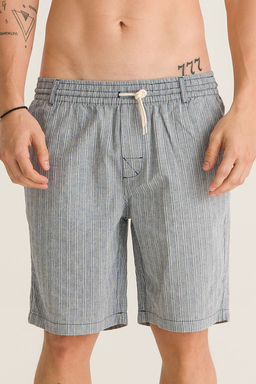 SHORT LONGO ADULTO STRIPES 100% ALGODAO MARINHO - Rota do Mar